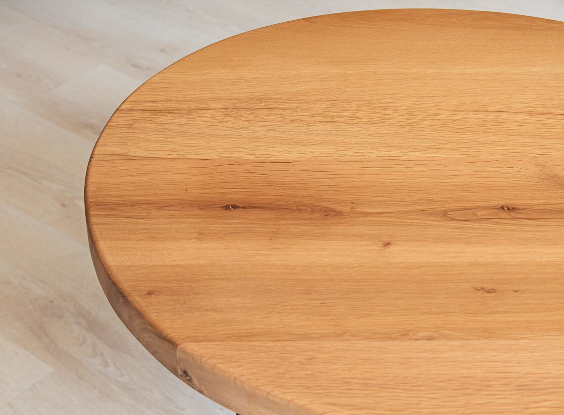 Solid Oak Wood Round Coffee Table Modern Farmhouse Sofa - Etsy