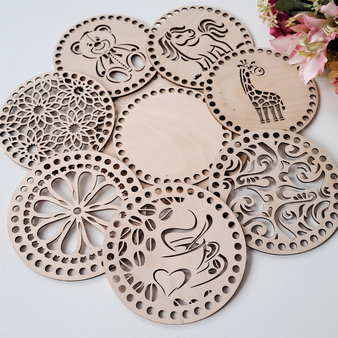 Laser Cut Wooden Crochet Basket Base: DIY Craft Supply (15 or 20 Cm ...
