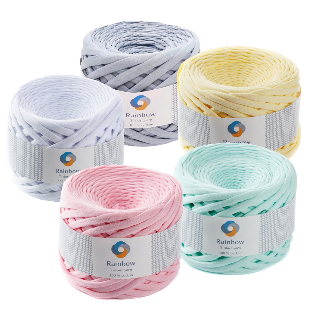 Tshirt Crochet Yarn.knitted Basket Yarn. Jersey Yarn 5 Set Skein. 55 ...