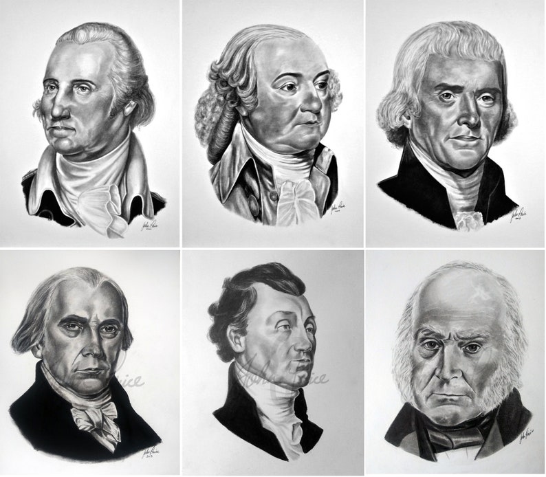 Presidential Portrait Prints and Note Cards Unique Gift for History or ...