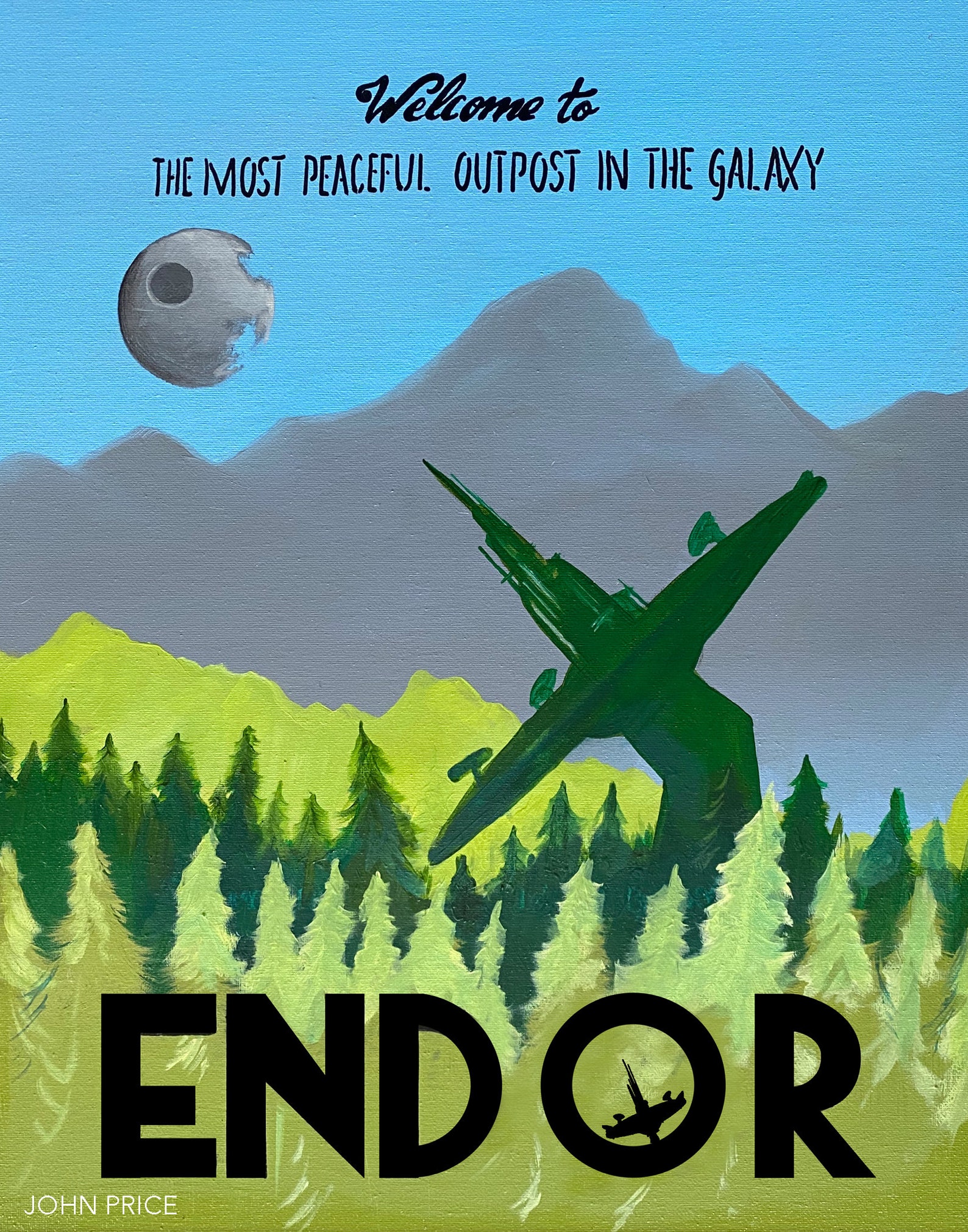 Star Wars Travel Poster Print Star Wars Ts Coruscant Dagobah Endor Tatooine Etsy 