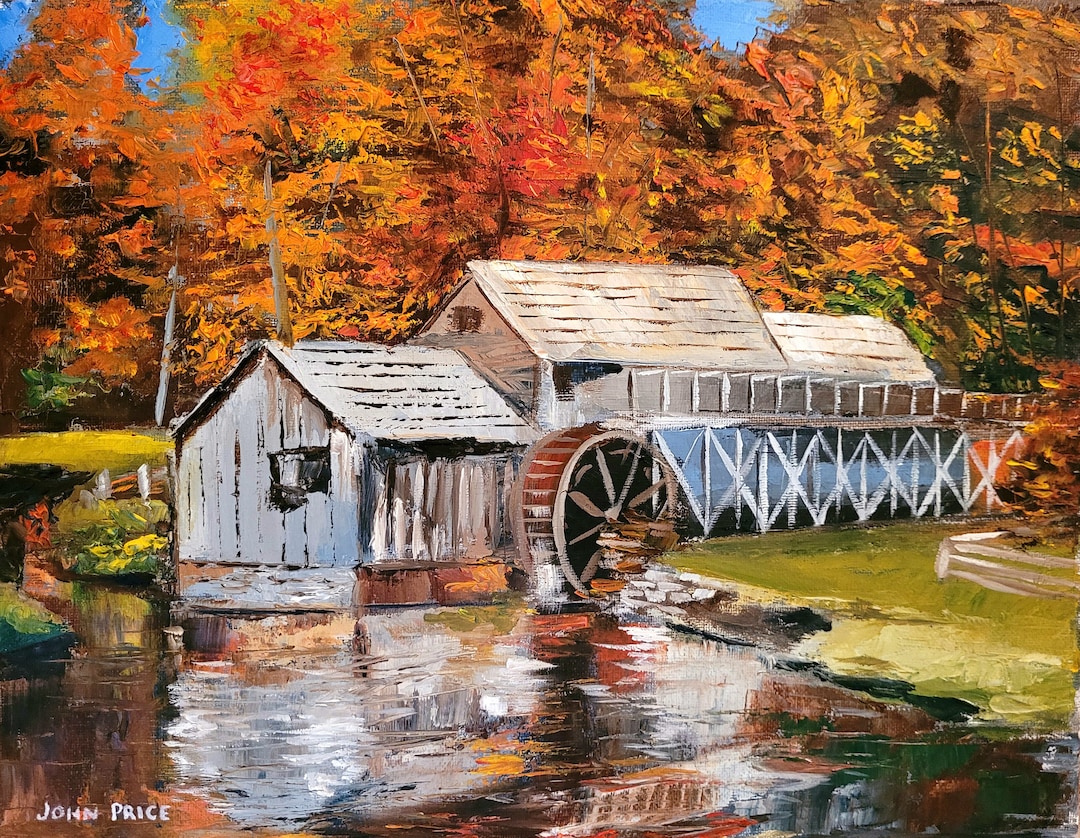 Mabry Mill | Mabry Mill Art | Fall Art Painting | Blue Ridge Mountains ...