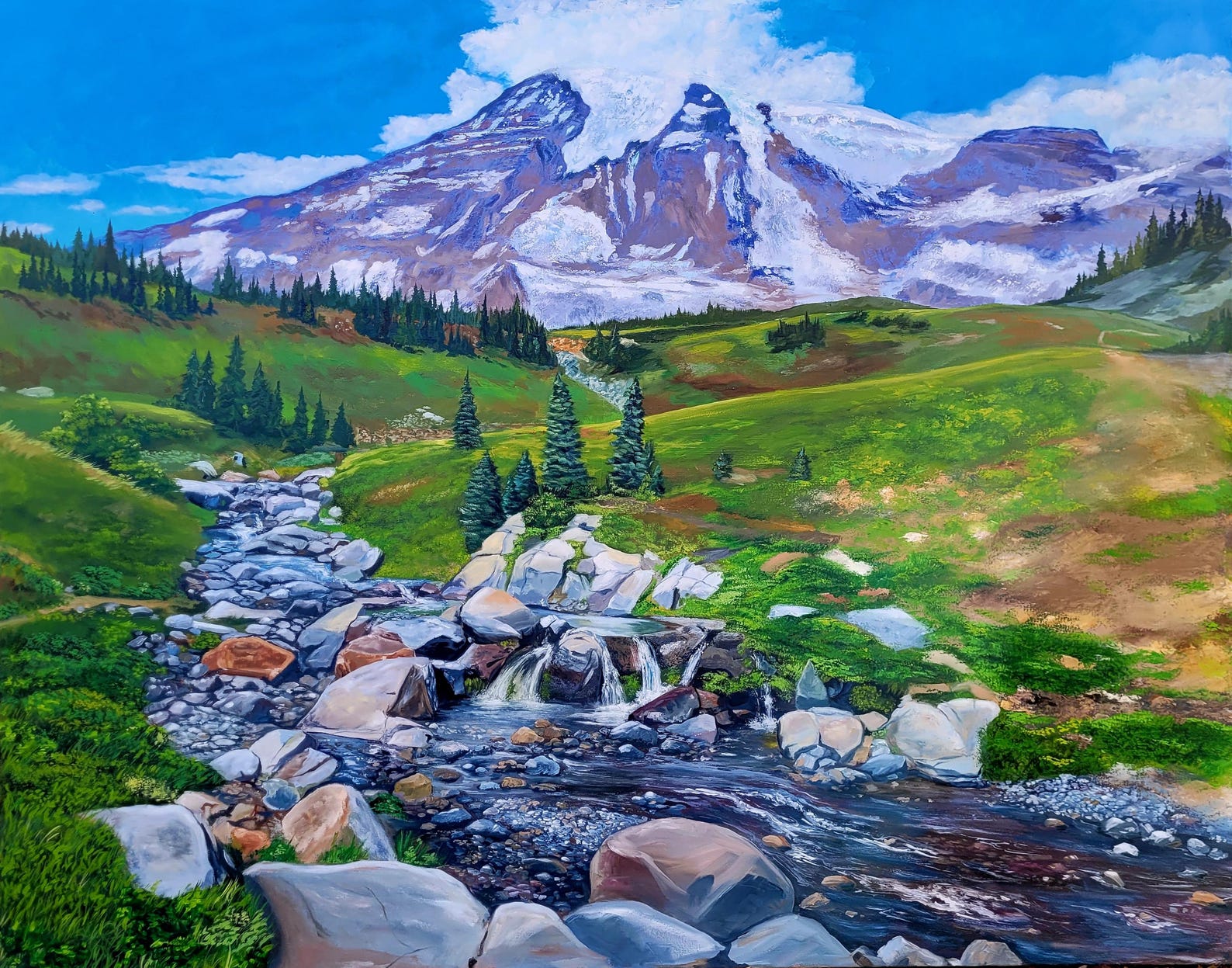 Mount Ranier Fine Art Print | Washington Art | Mountain Painting ...