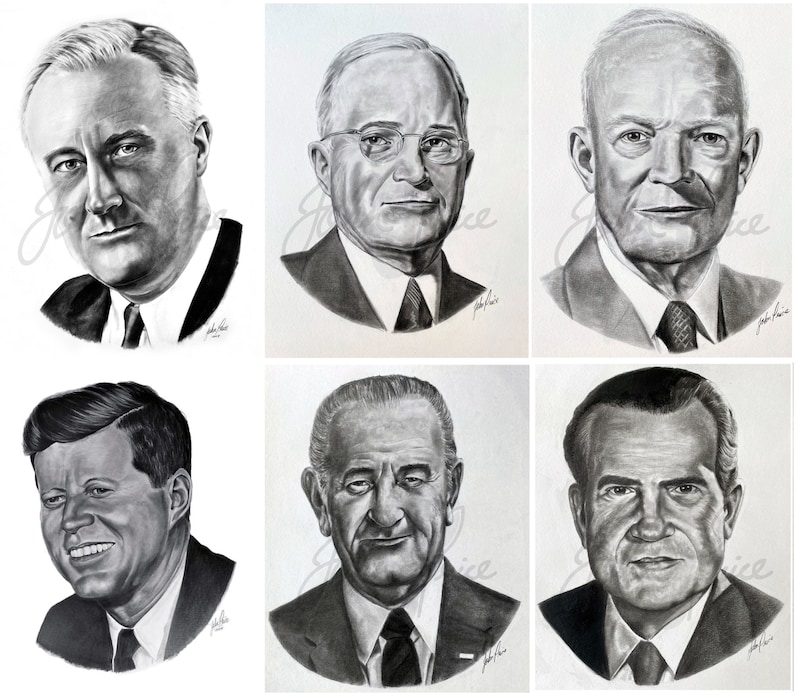 Presidential Portrait Prints and Note Cards Unique Gift for History or ...