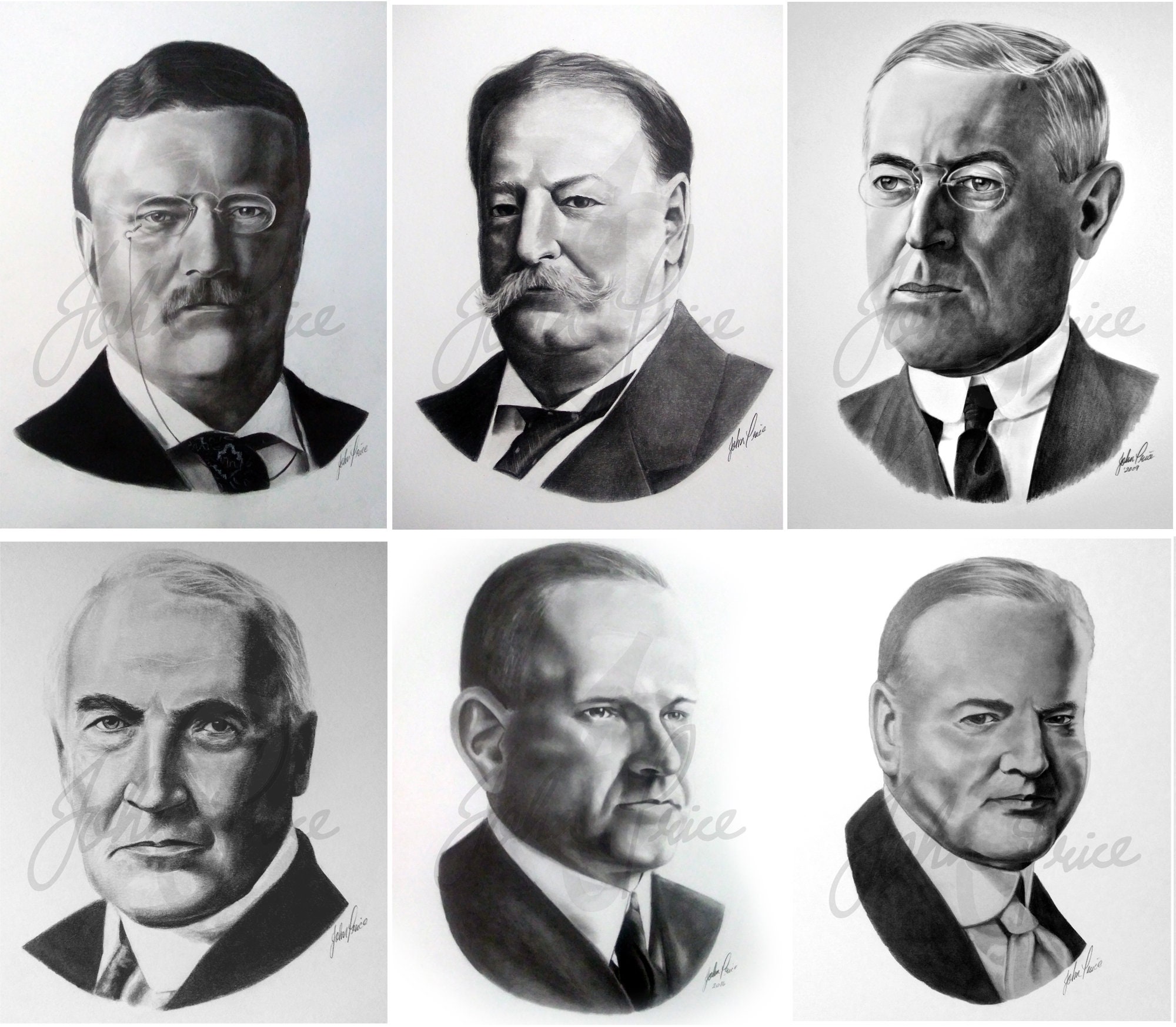 Presidential Portrait Prints and Note Cards Unique Gift for History or ...