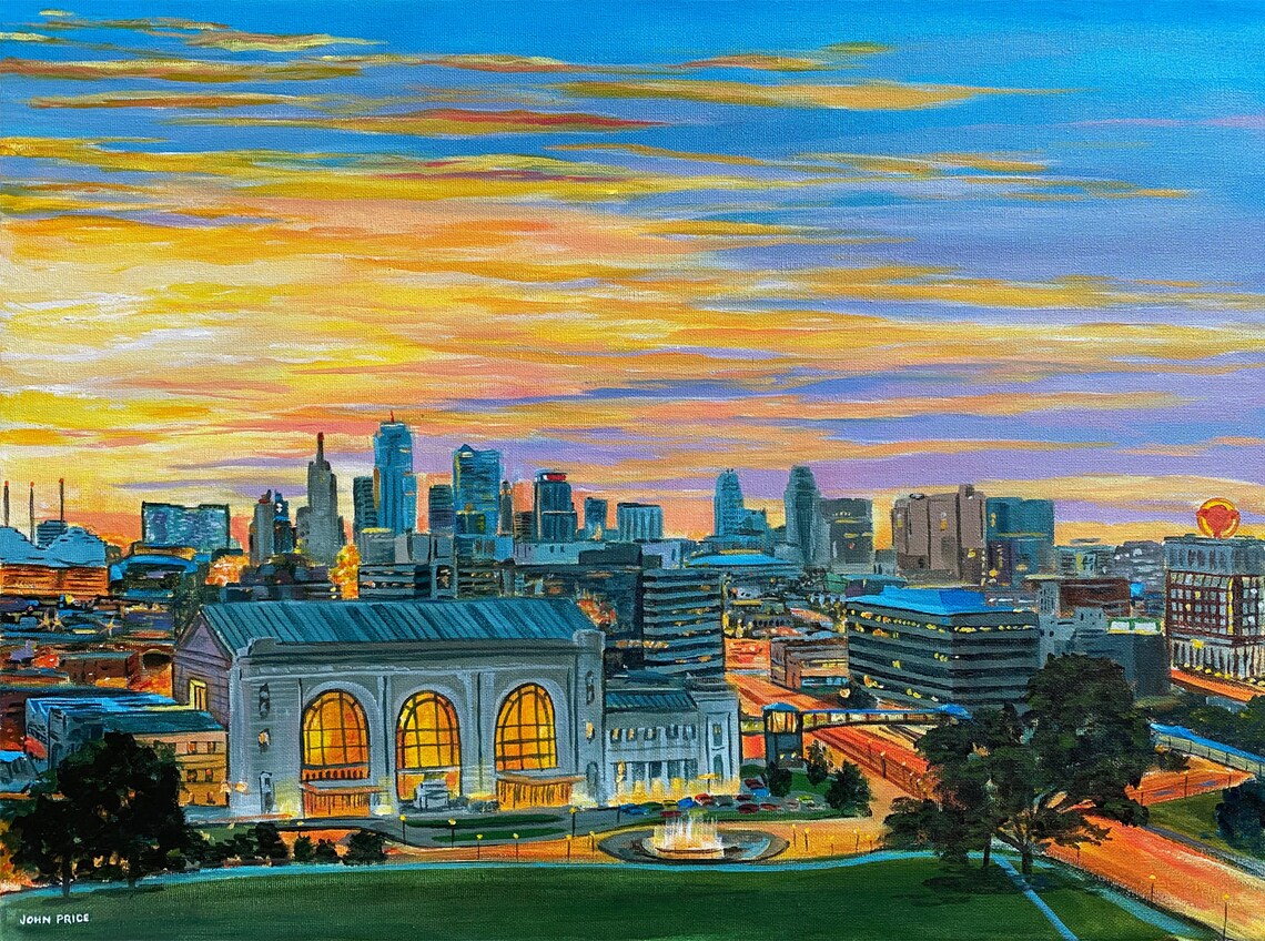 Custom City Painting My City My Town Cityscape Townscape Landscape ...