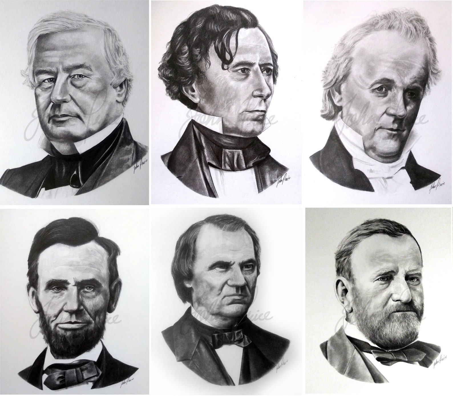 Presidential Portrait Prints and Note Cards Unique Gift for History or ...
