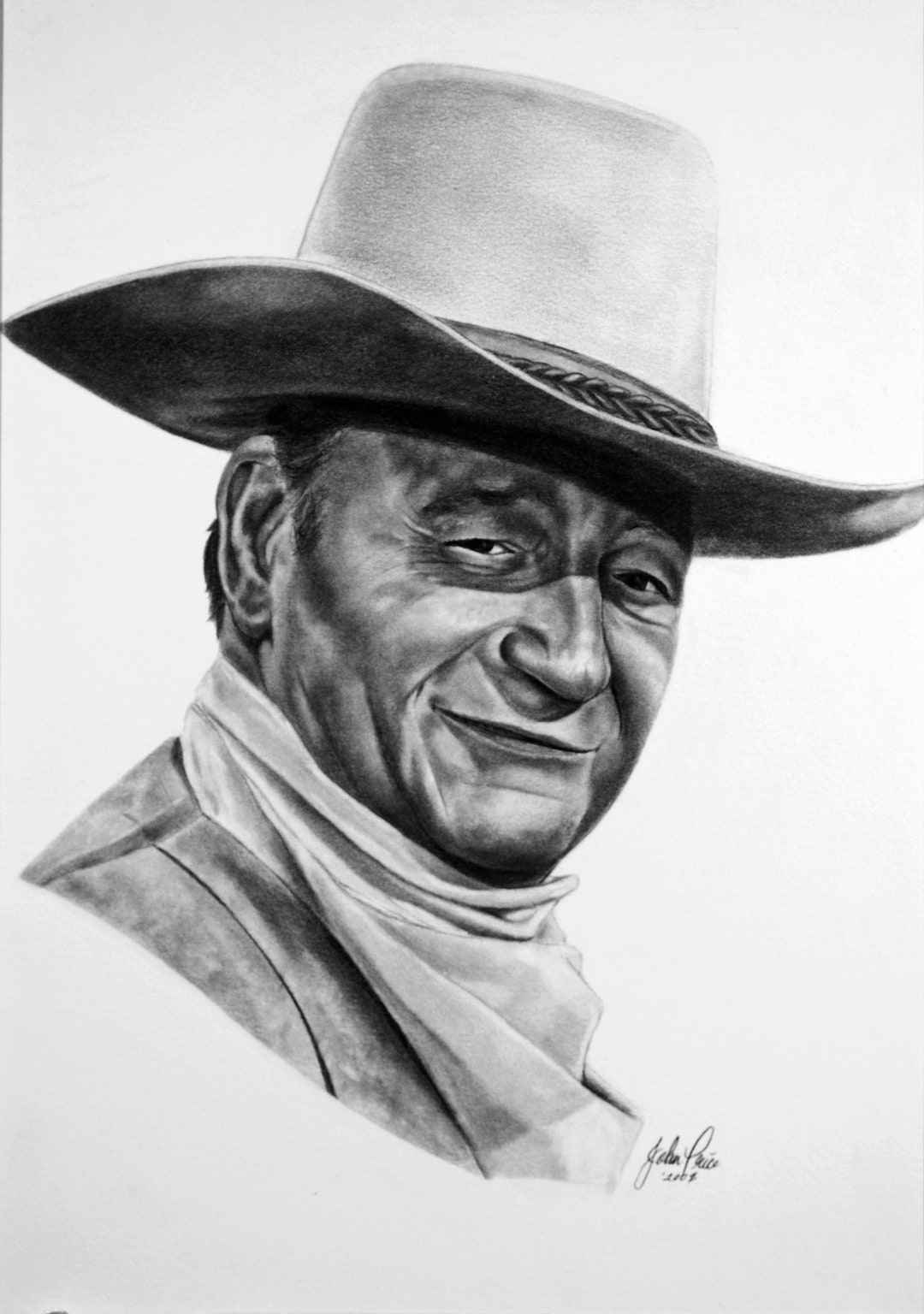 John Wayne Print | Western Art | Portrait | Cowboy Art - Etsy