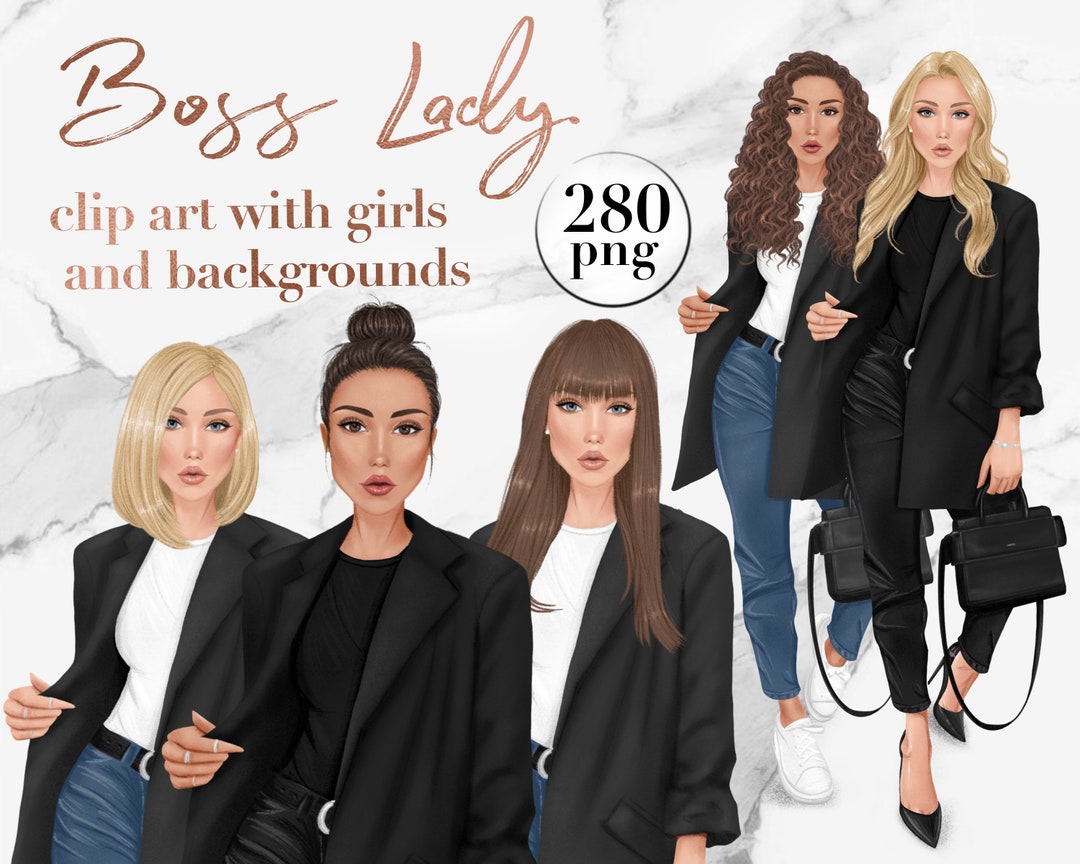 Modern Boss Lady Clip Art, Glam Fashion Girl Clipart, Pastel ...