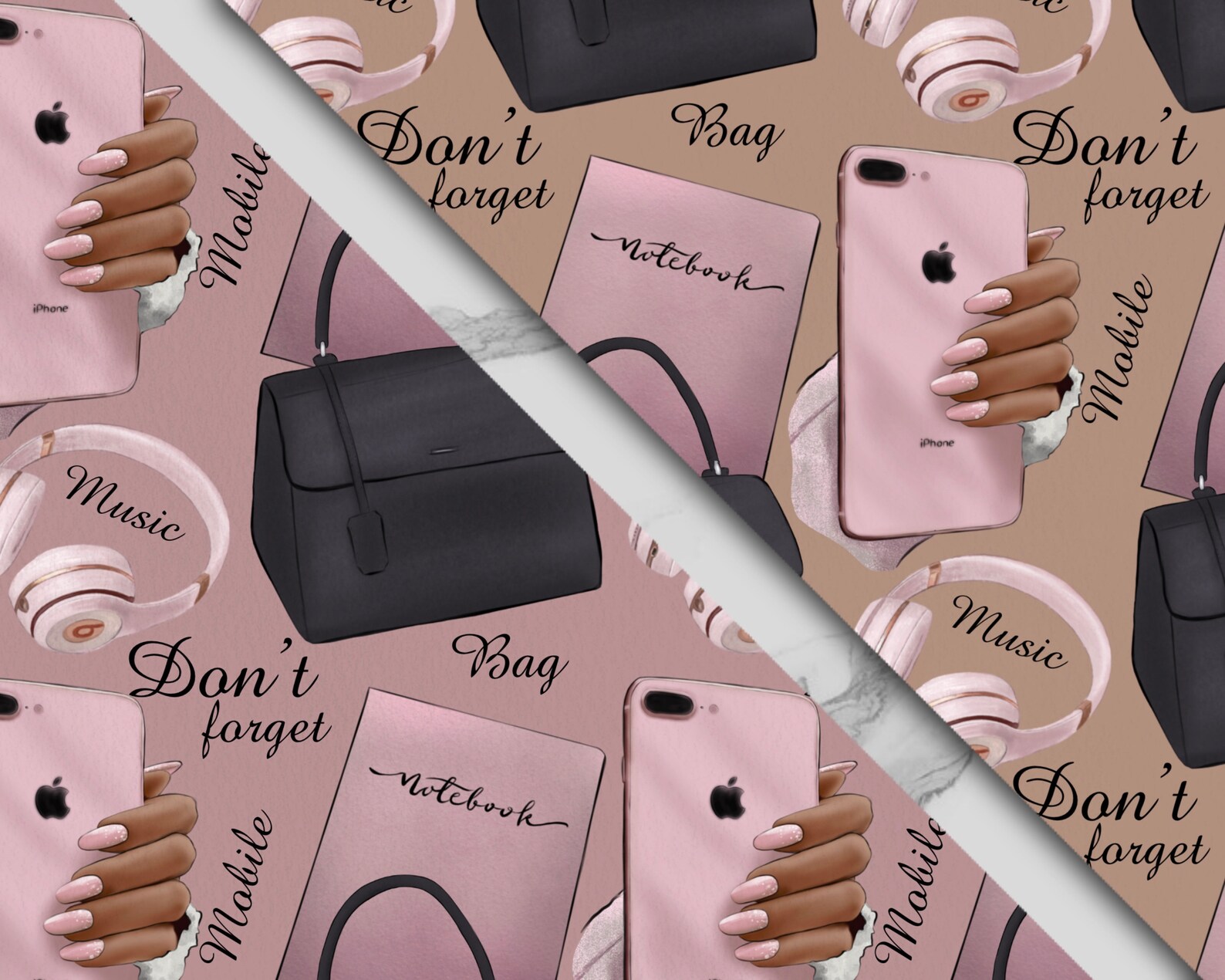 Boss Lady Paper Pack - Pink Spring Seamless Digital Pattern - Coffee ...