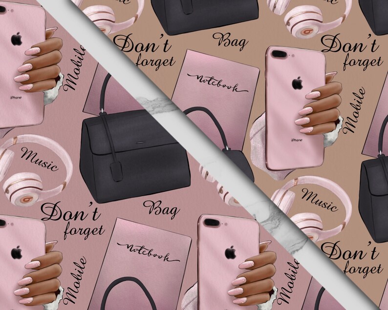 Boss Lady Paper Pack - Pink Spring Seamless Digital Pattern - Coffee ...