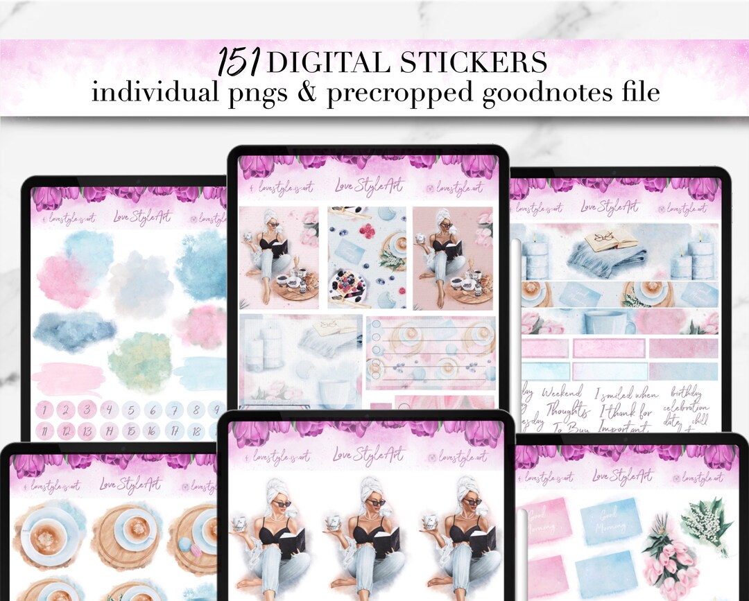 Digital Planner Stickers & Icons. Functional Sticky Notes Set ...