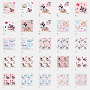 Watercolor Digital Paper Pack. Pink Seamless Pattern. Girl With Book ...