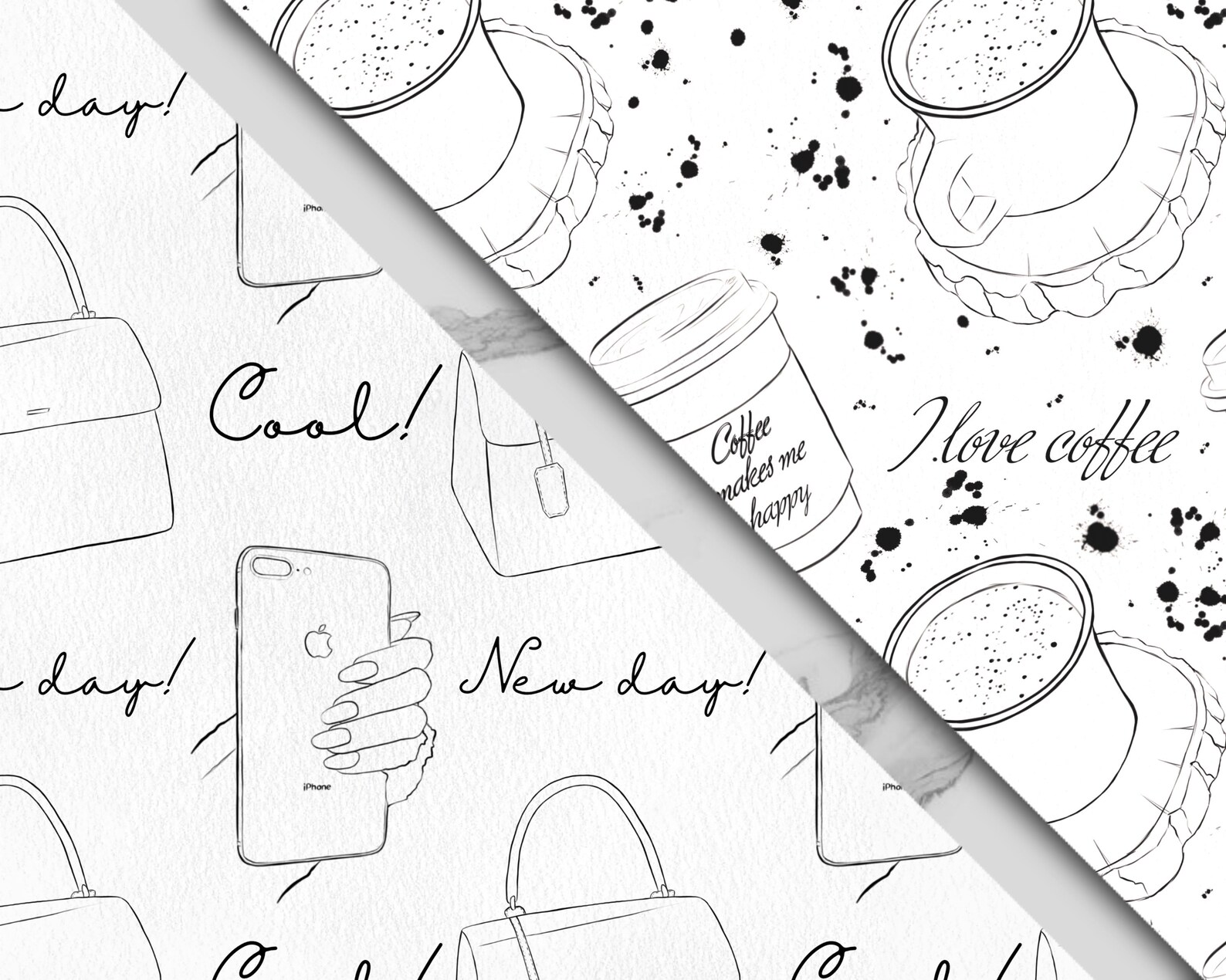 Boss Lady Paper Pack - Pink Spring Seamless Digital Pattern - Coffee ...
