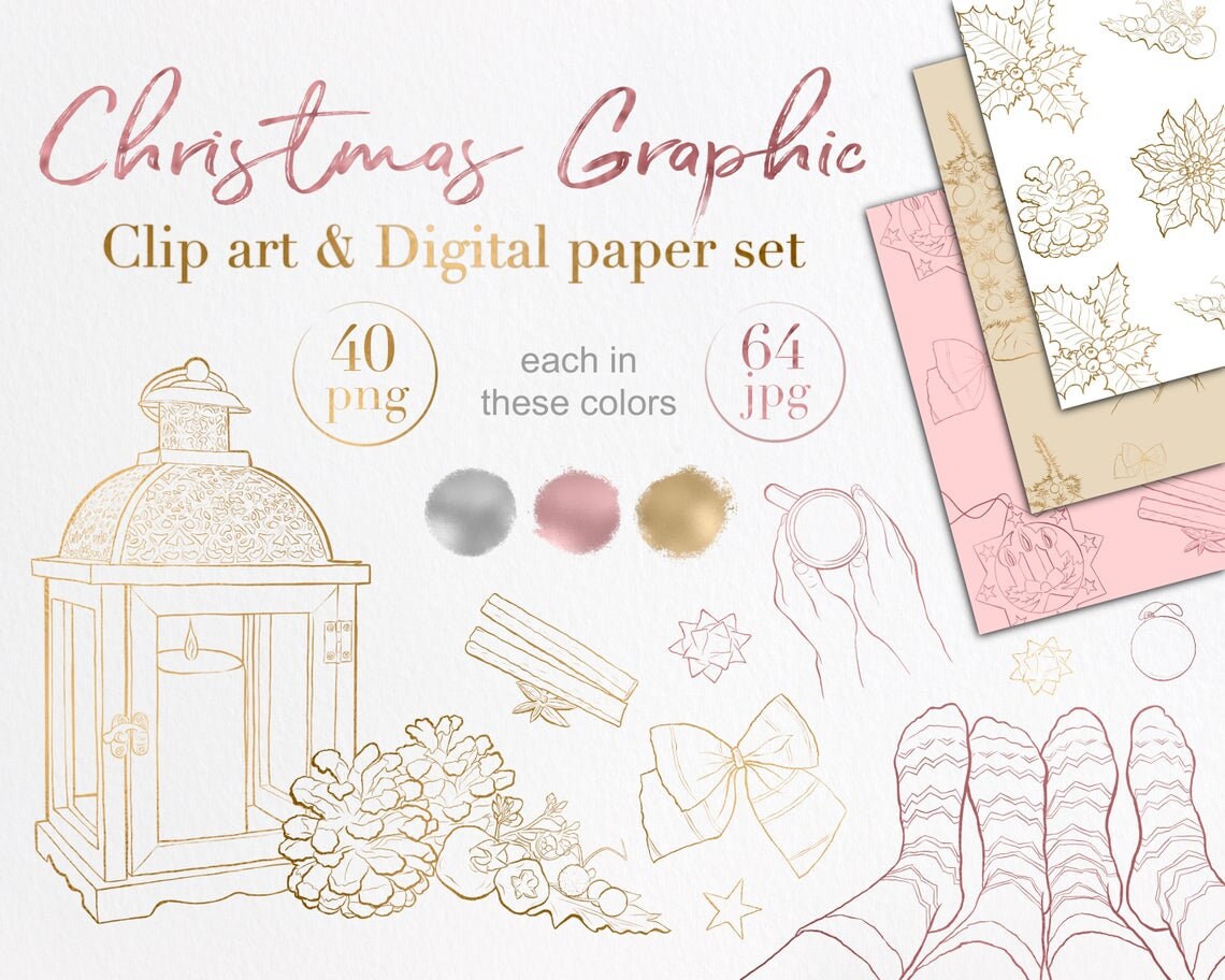 Christmas BUNDLE clipart watercolor christmas girl glam lady | Etsy