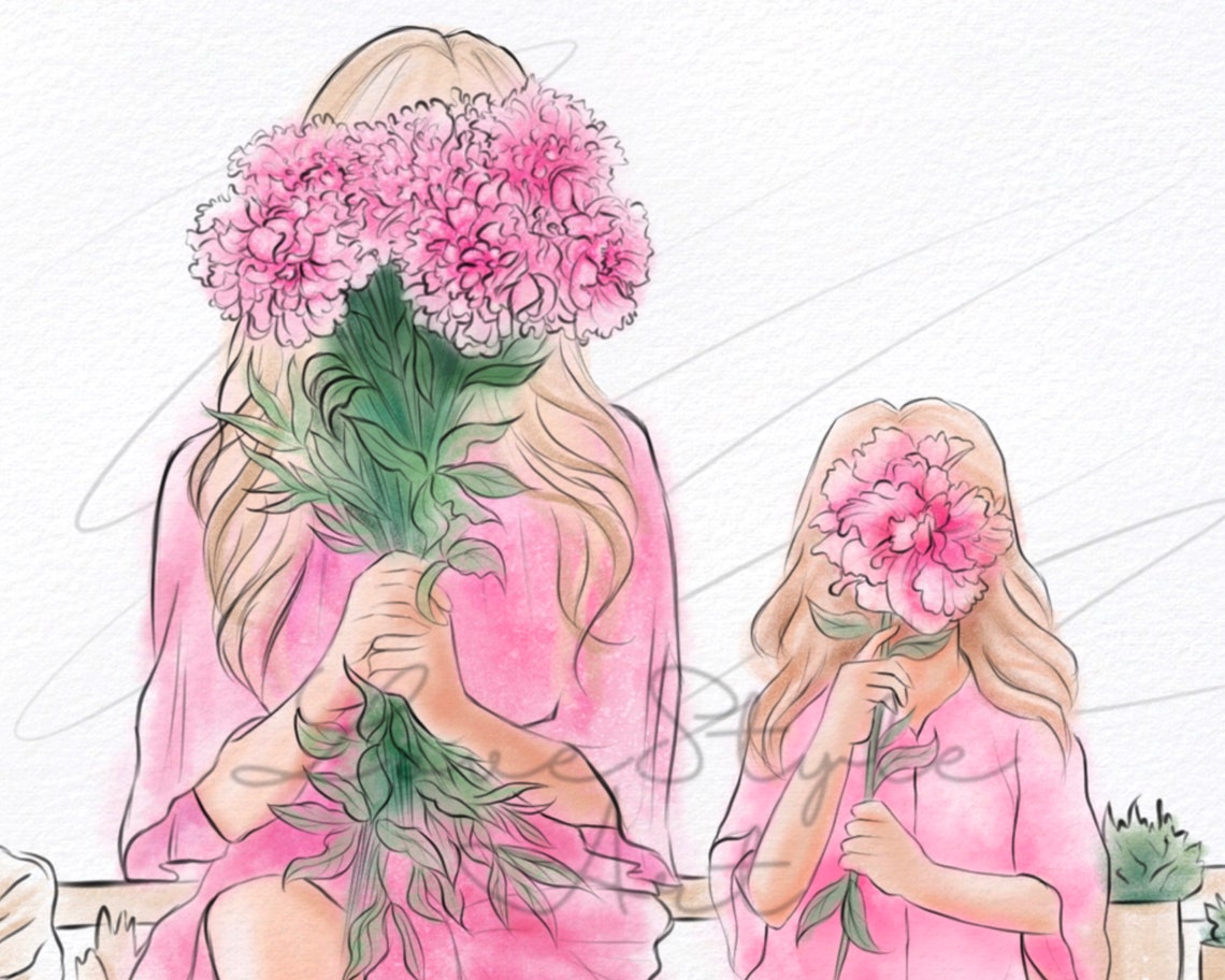 Mother & Daughter Fashion Illustration Digital Download. - Etsy