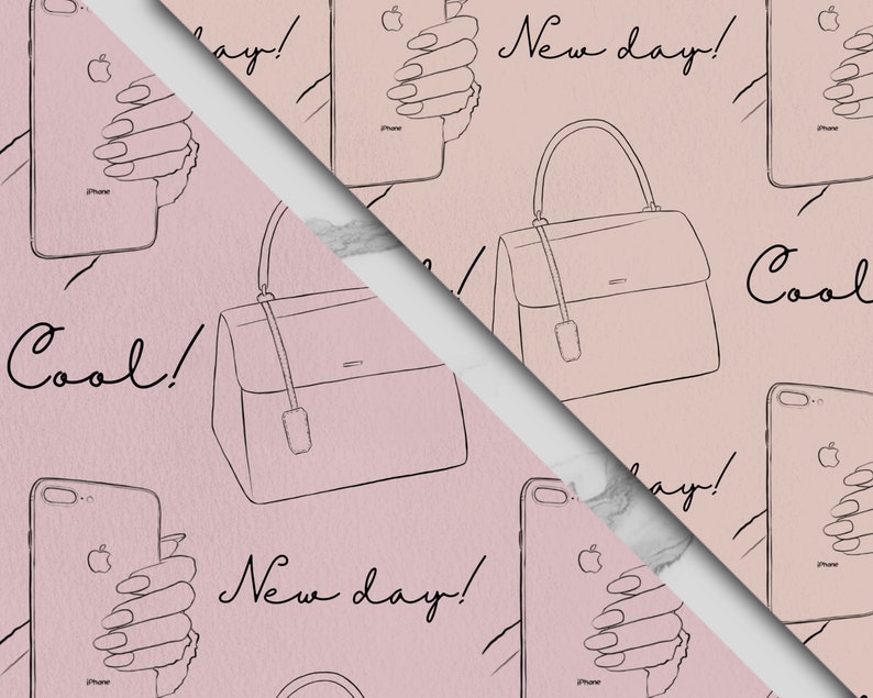 Boss Lady Paper Pack - Pink Spring Seamless Digital Pattern - Coffee ...