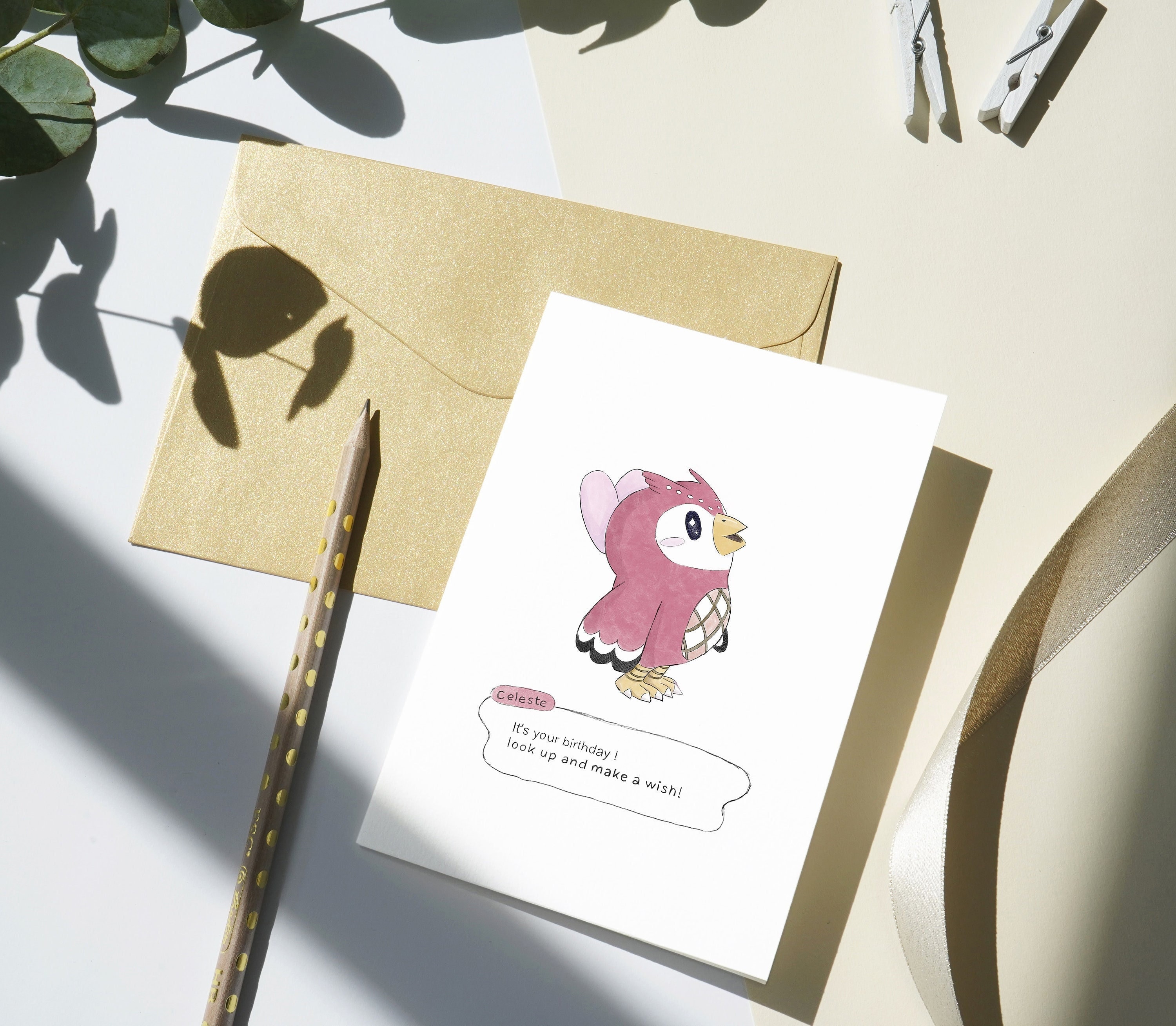 Animal Crossing Birthday Card, Printable DIY ACNH Card, Celeste Simple ...
