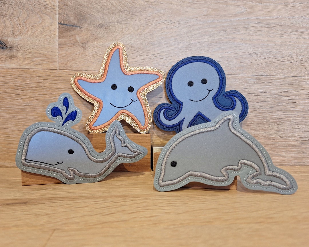 Kletti Sea Creatures Dolphin Octopus Starfish Whale Velcro Patch Button ...