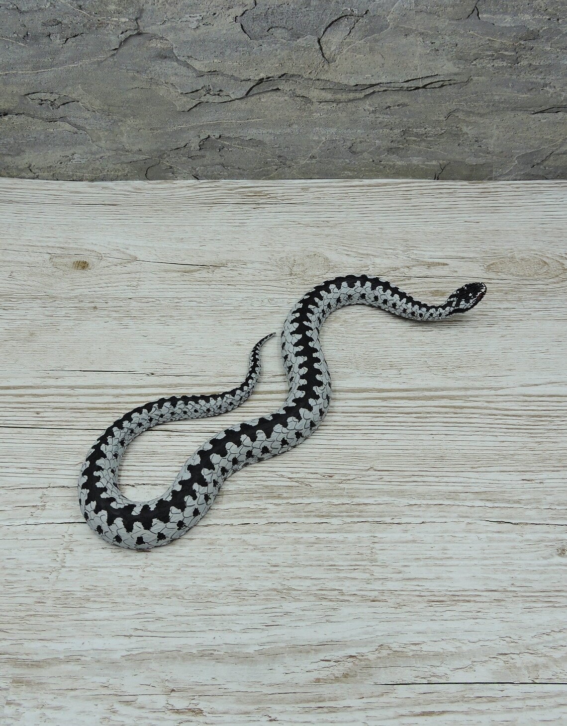 A Sculpture of a Common European Viper, Vipera Berus, a Wooden Snake ...