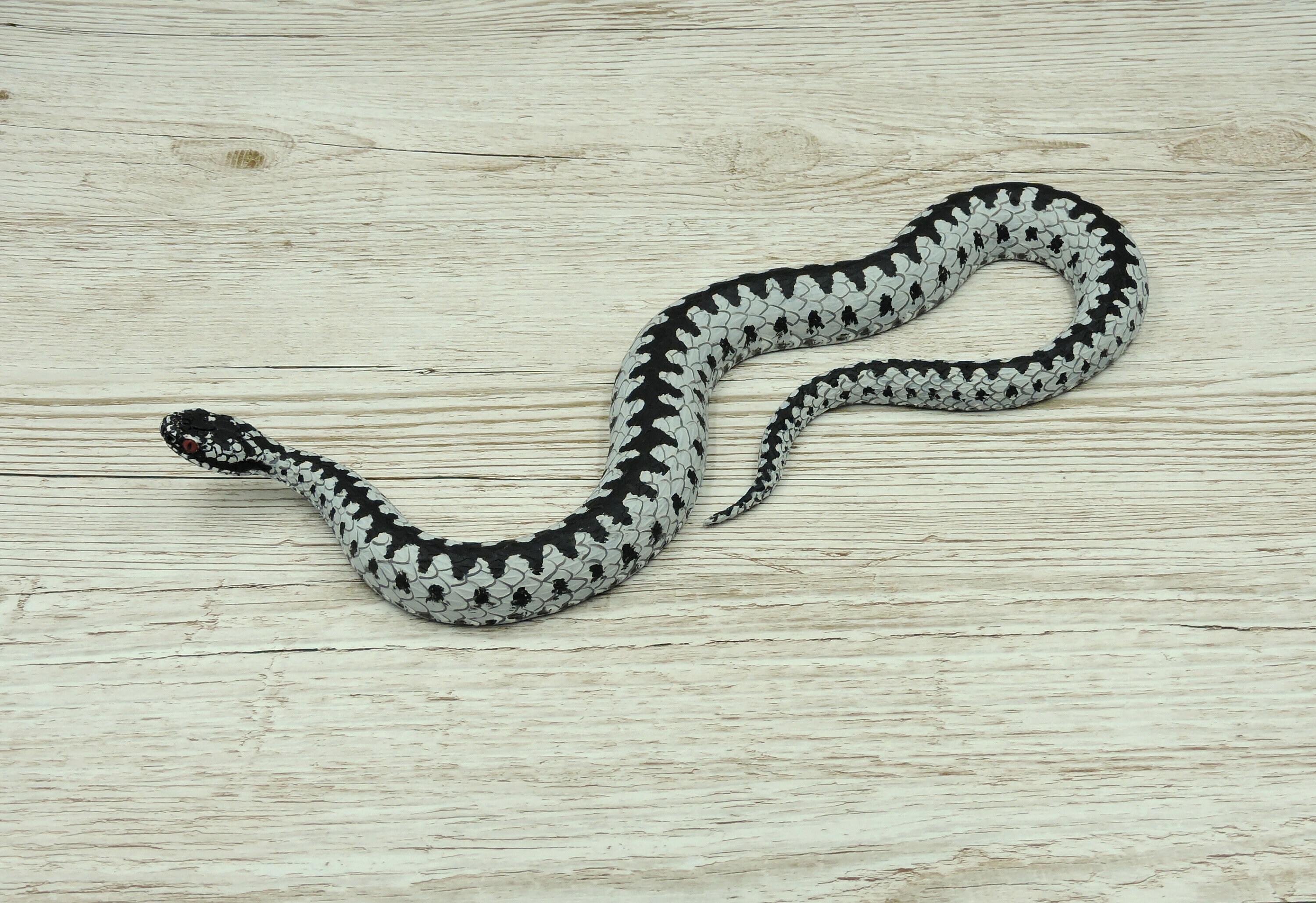 A Sculpture of a Common European Viper, Vipera Berus, a Wooden Snake ...