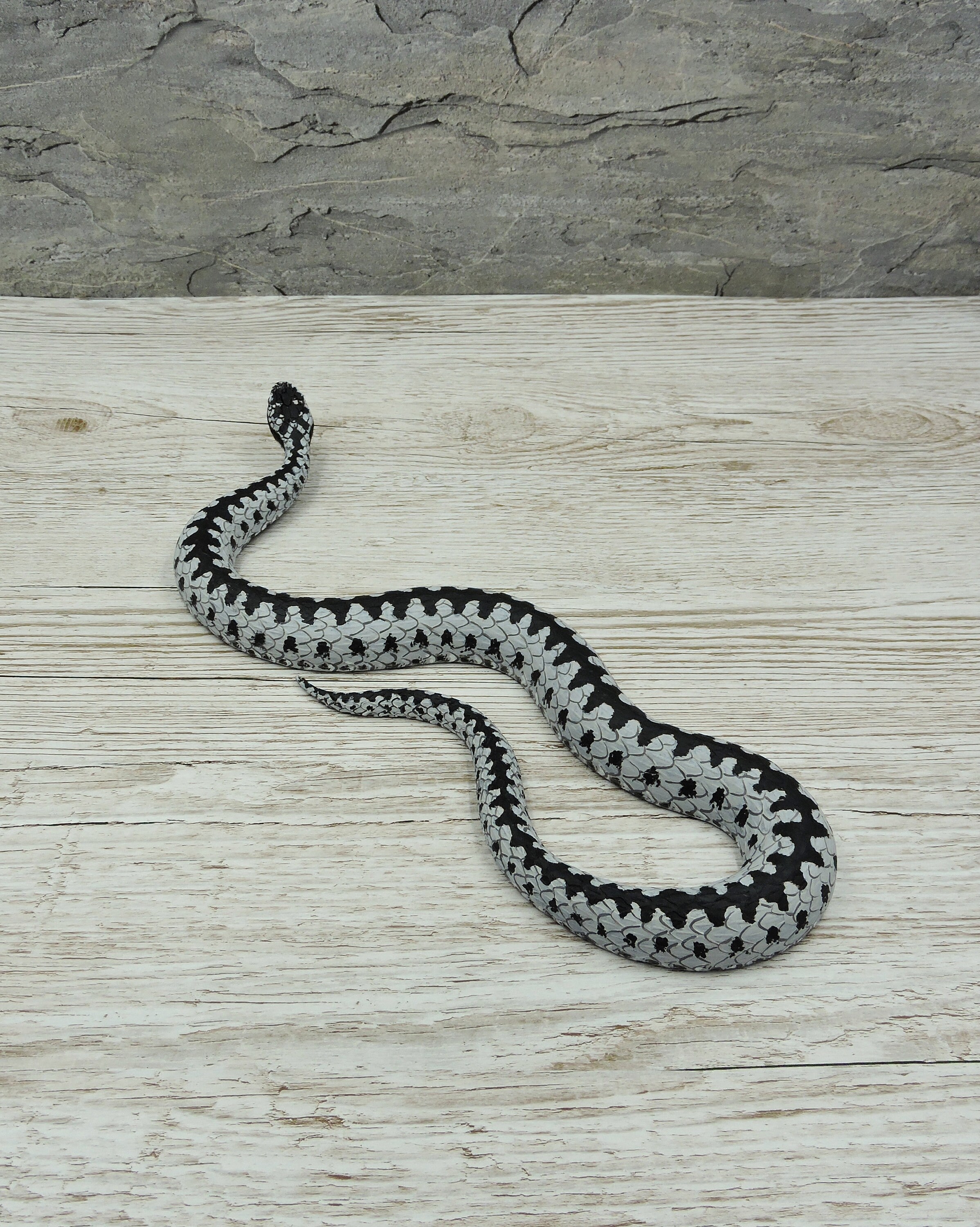 A Sculpture of a Common European Viper, Vipera Berus, a Wooden Snake ...