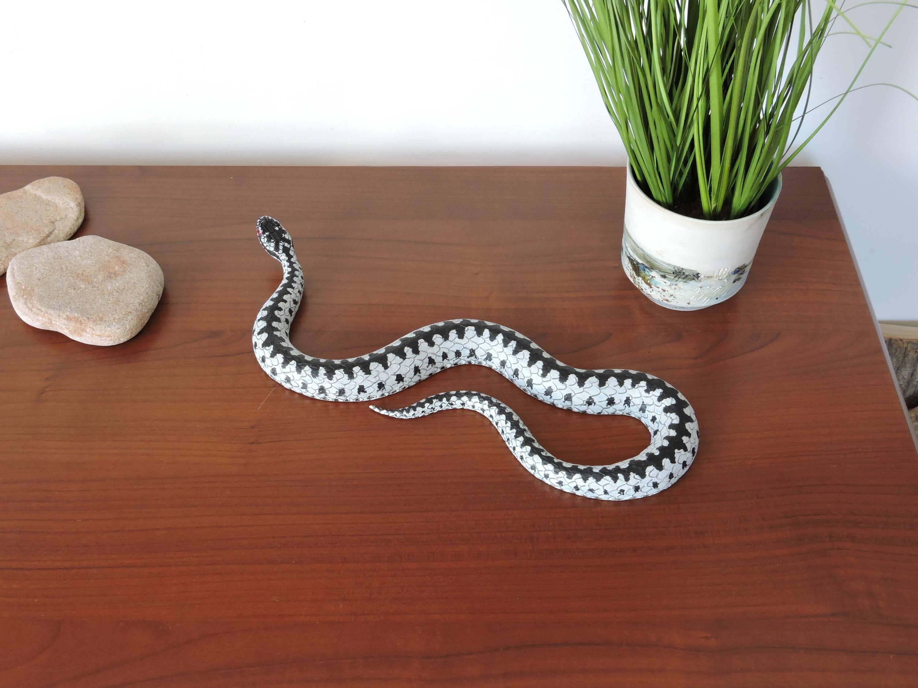 A Sculpture of a Common European Viper, Vipera Berus, a Wooden Snake ...