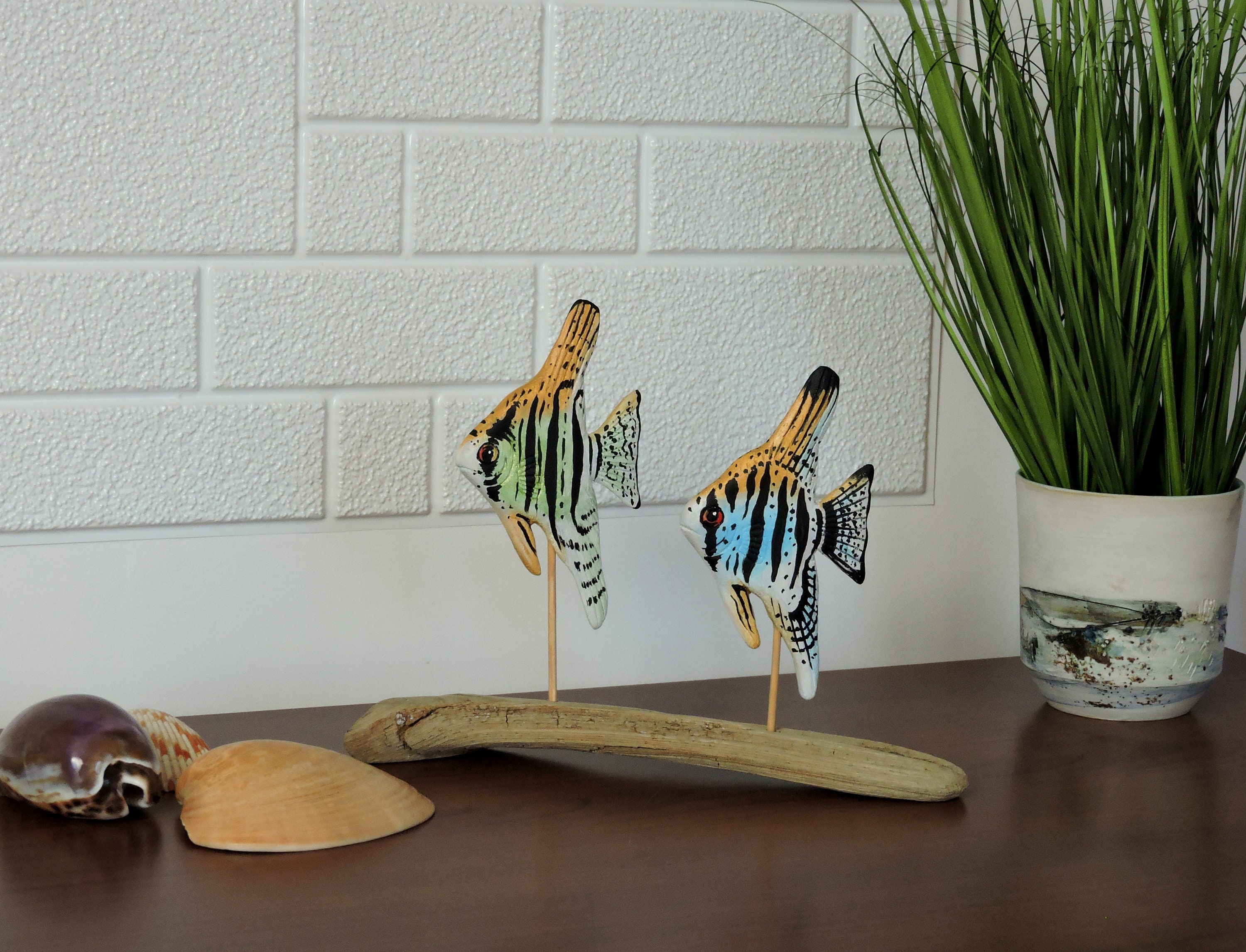 Two Small Angelfish, Wooden Fish, Pterophyllum - Etsy
