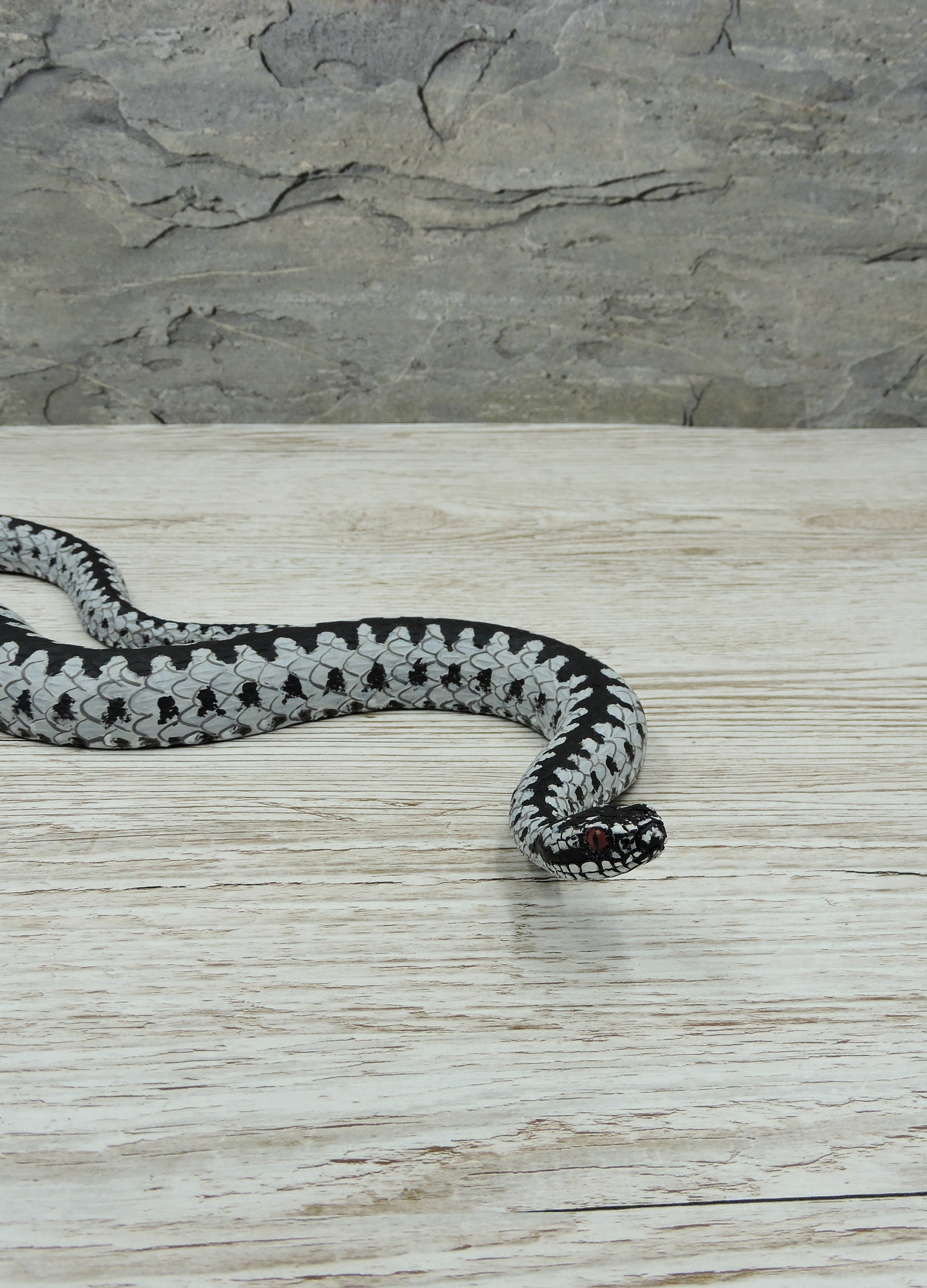 A Sculpture of a Common European Viper, Vipera Berus, a Wooden Snake ...