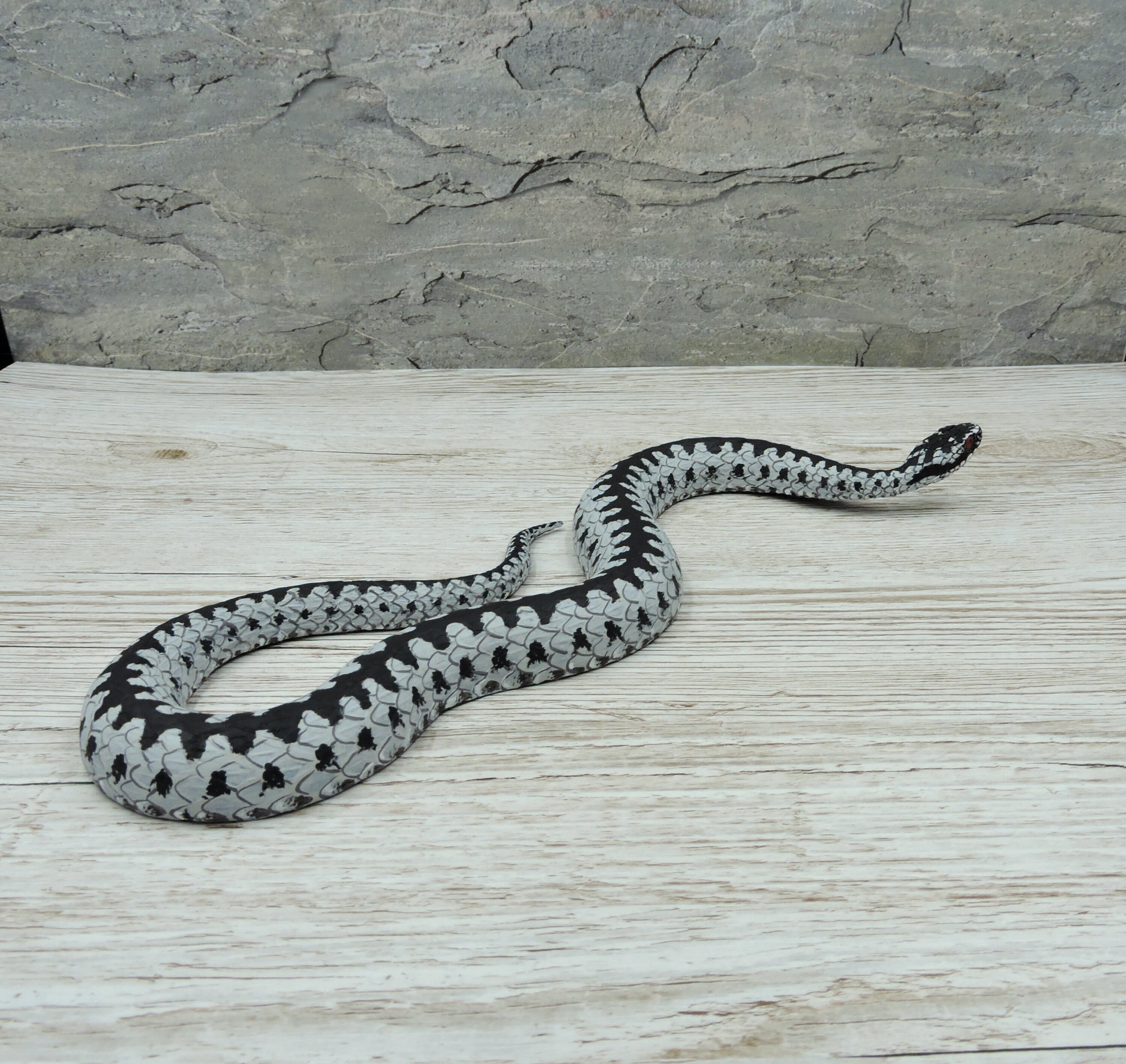 A Sculpture of a Common European Viper, Vipera Berus, a Wooden Snake ...