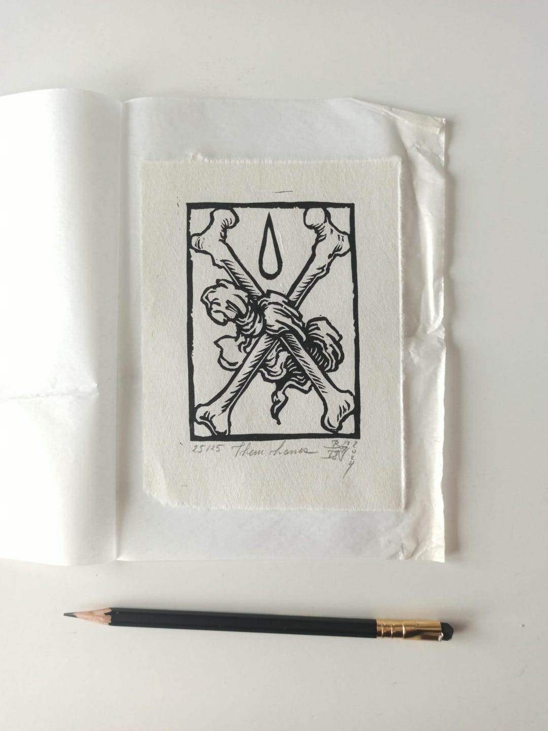 Linocut Bones Print - Etsy