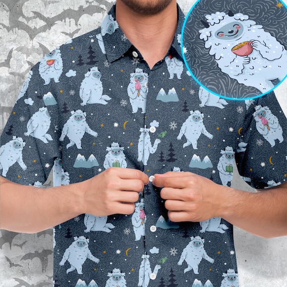 Yeti Button-up Style Shirt Winter Shirt Cute Clothing - Etsy