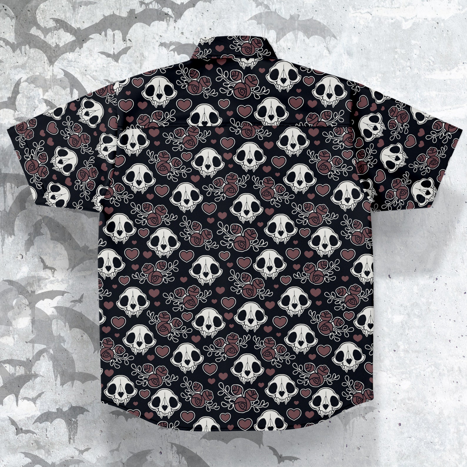 Deadly Romantic Skulls Button up Style Shirt Dark Love Goth - Etsy
