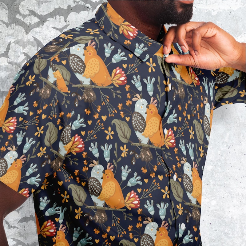 Bird Pattern Button Up - Etsy