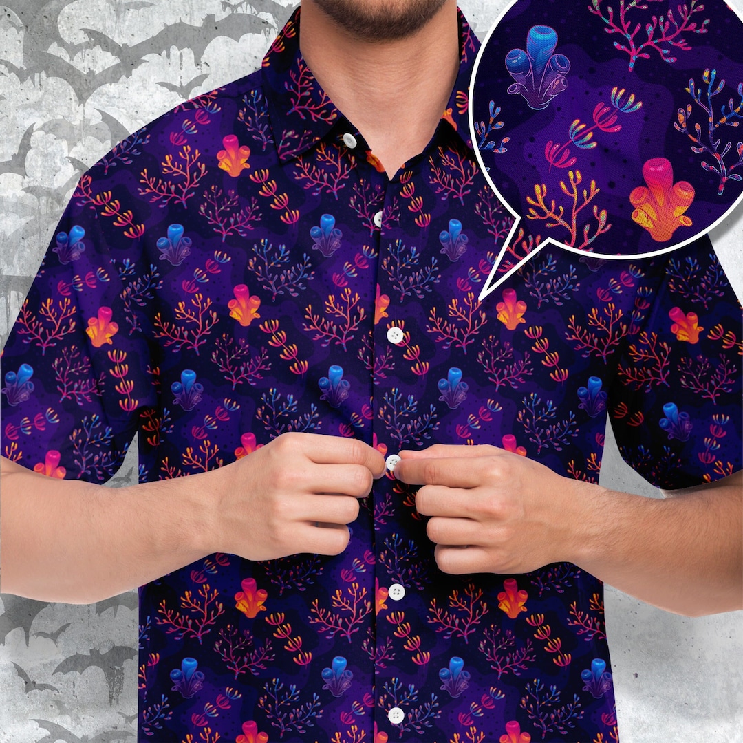 Coral Reef Button-up Style Shirt, Coral Graphic Shirt, Mystic Clothing ...