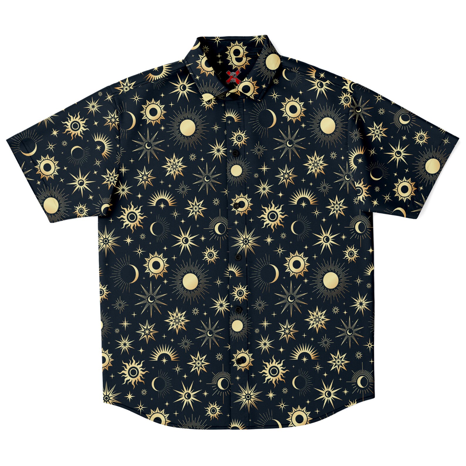 Celestial Button Down Style Shirt, Goth Shirt, Sun Moon Clothing, Dark ...