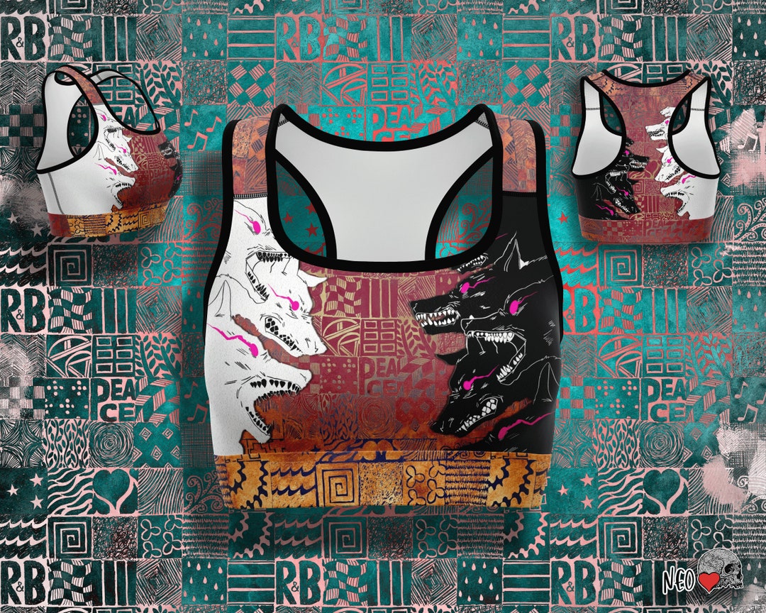 Wolf Pack Sports Bra, Golden Wolf Sports Bra, Anime Graphic Fitness ...