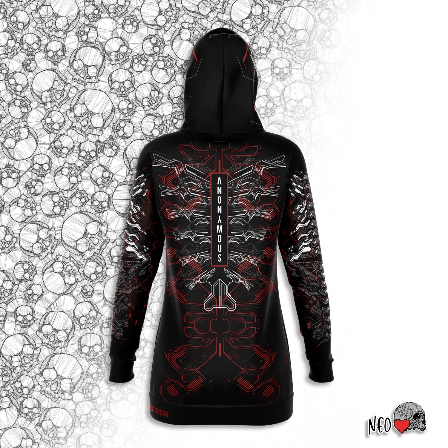 Anonymous Cyberwear Longline Hoodie Cyberpunk clothing | Etsy