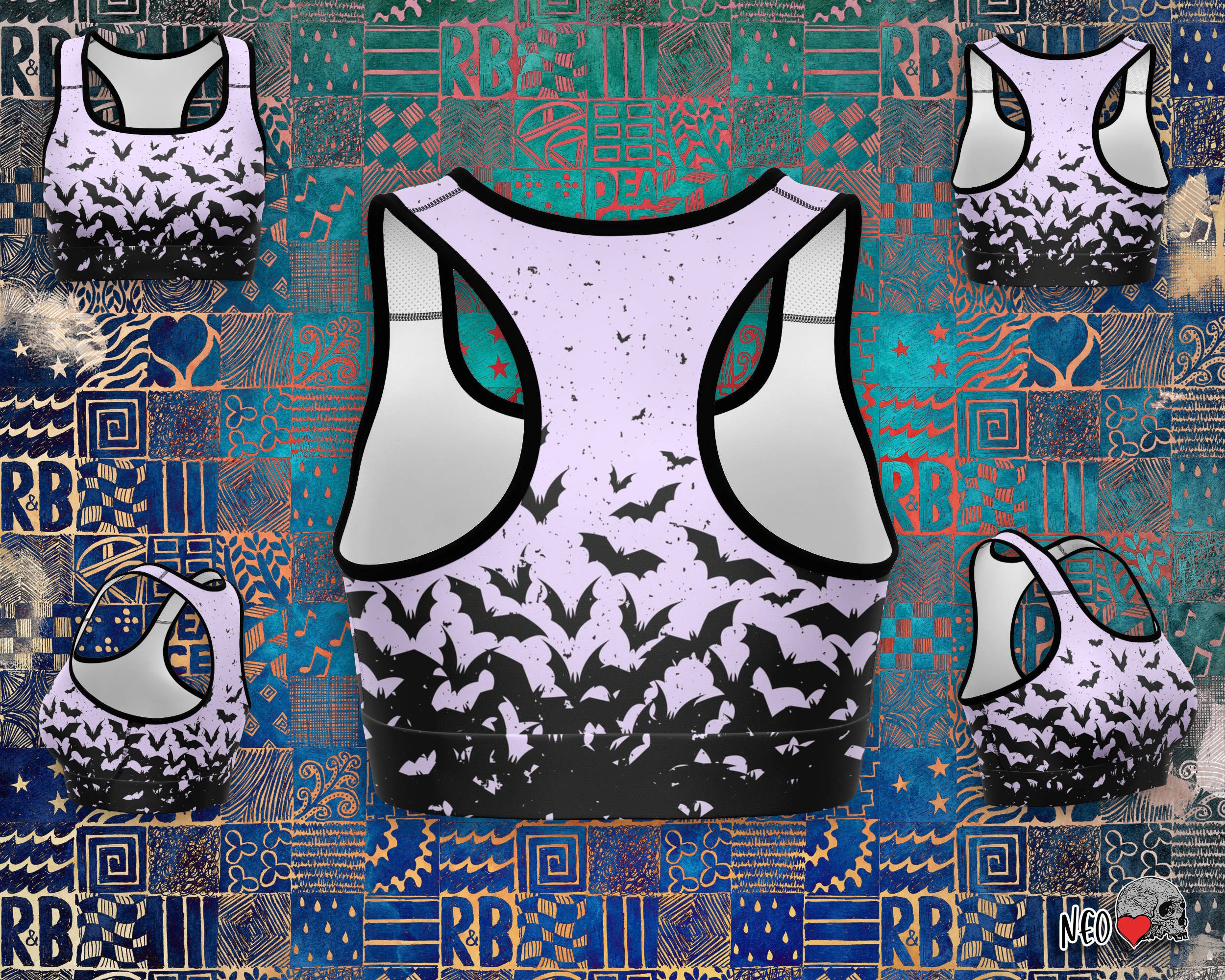 Bat Swarm Sports Bra Spooky Cute Goth Grunge Creepy Fitness - Etsy