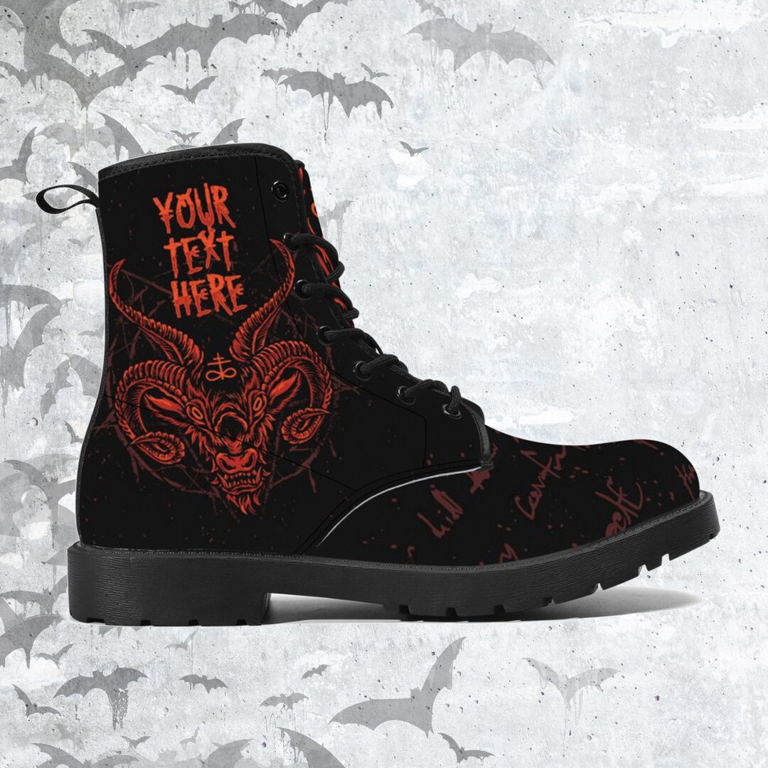 Custom Text / Name Vegan Leather Combat Style Boots, All-season ...