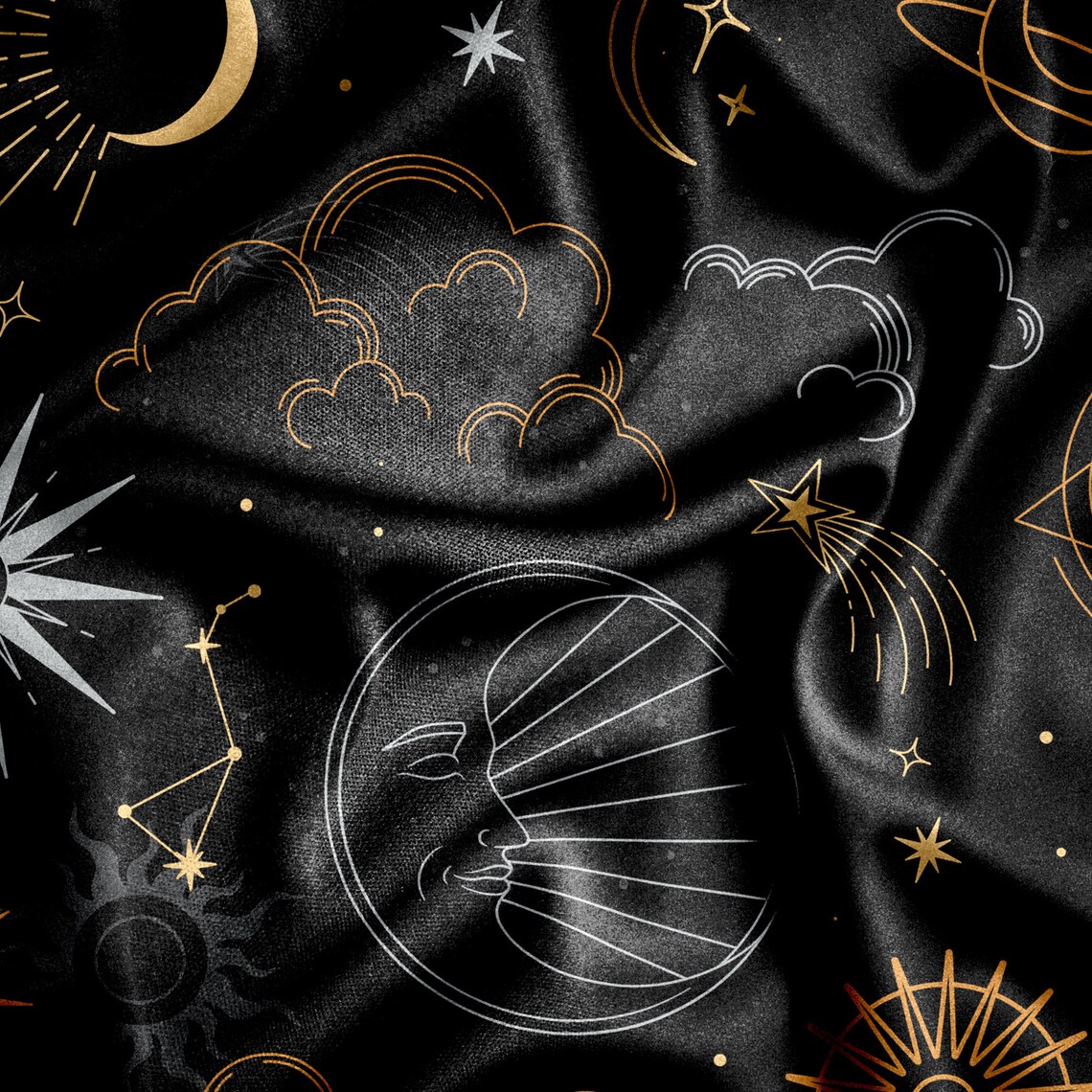 Celestial Black Long Sleeve Button-up Shirt, Goth Shirt, Dark Magic ...