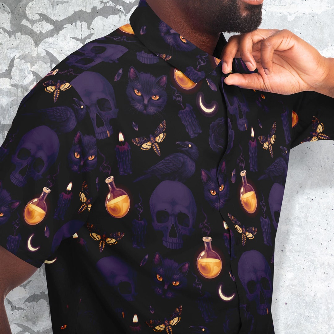 Black Magic Button-up Style Shirt, Goth Shirt, Mystic Clothing, Dark ...