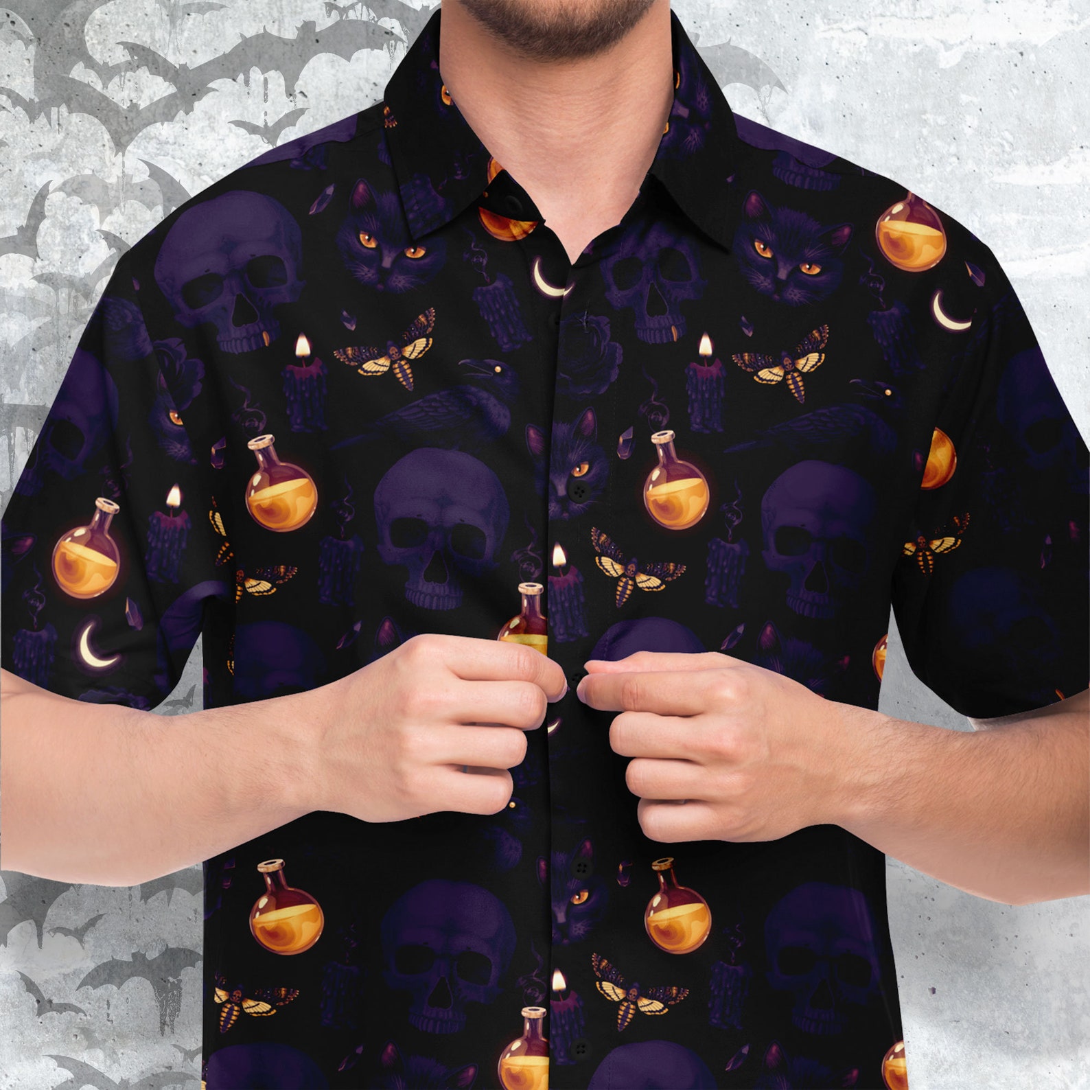 Black Magic Button-up Style Shirt Goth Shirt Mystic - Etsy