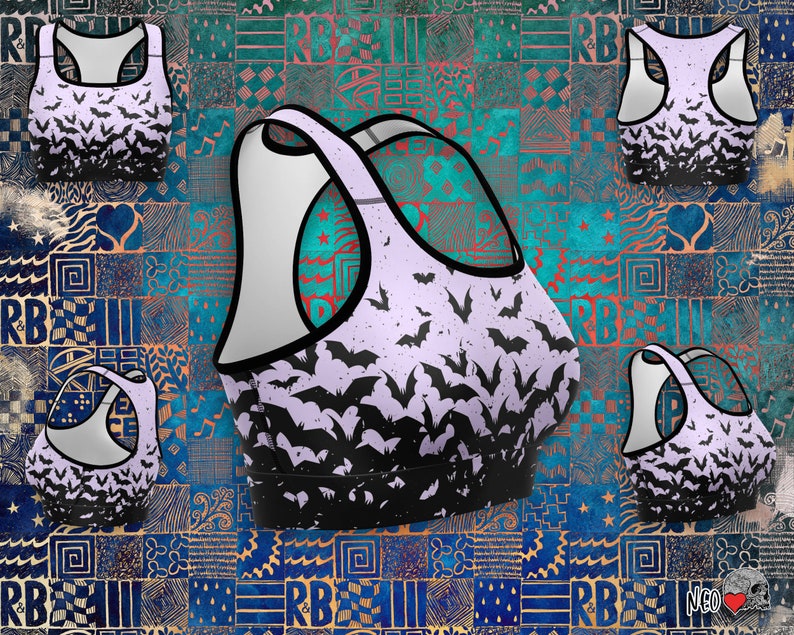 Bat Swarm Sports Bra Spooky Cute Goth Grunge Creepy Fitness - Etsy