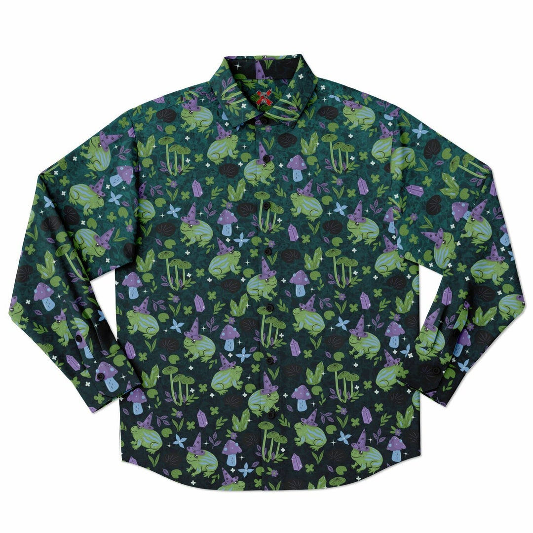 Witch Swamp Button up Style Shirt, Long Sleeve Dress Shirt, Cute ...