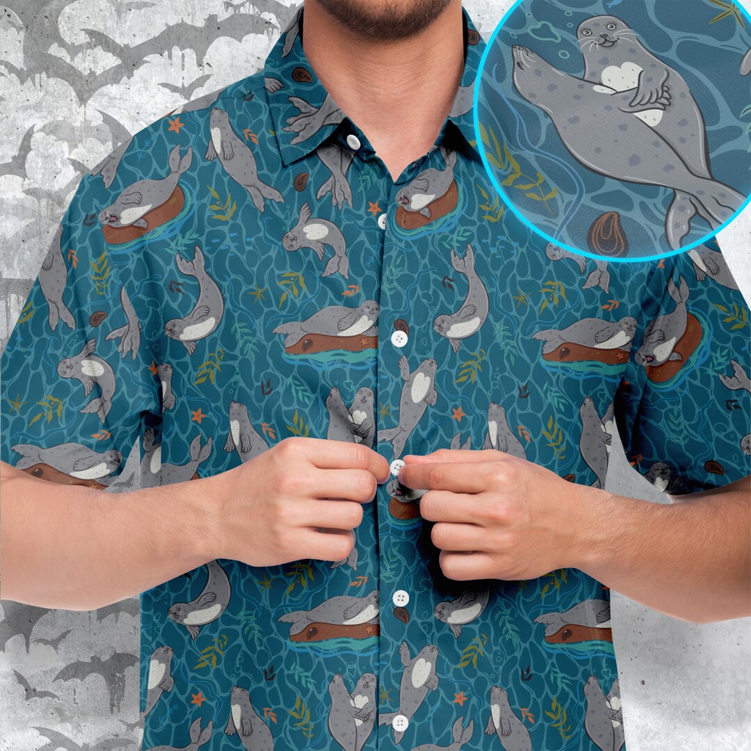 Cute Seals Button-up Style Shirt, Wild Nature Shirt, Cute Clothing ...