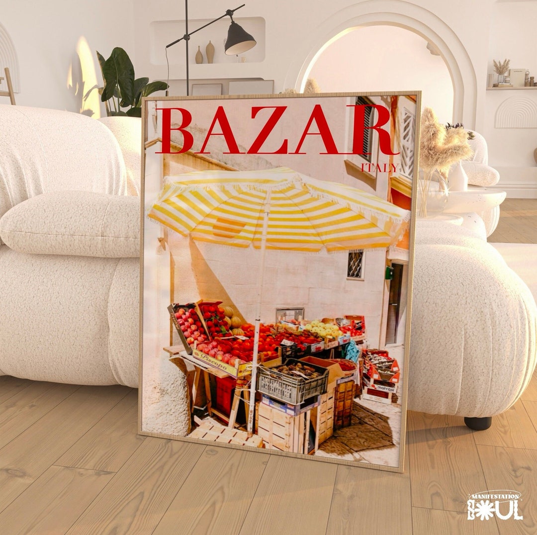 Vogue Magazine Poster, Bazar Italy Poster, Red Wall Art, Summer House ...