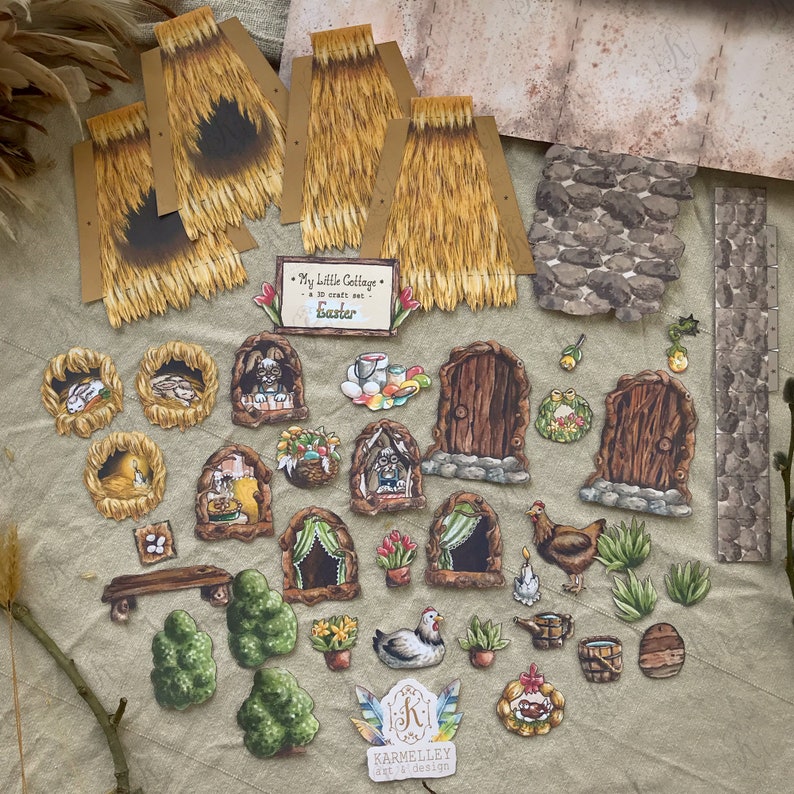 My Little Easter Cottage 3D Craft Set, Instant Download, Printable ...