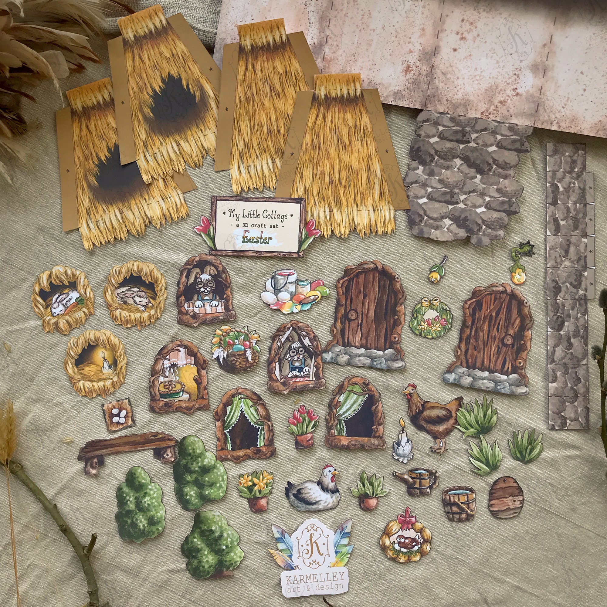 My Little Easter Cottage 3D Craft Set, Instant Download, Printable ...