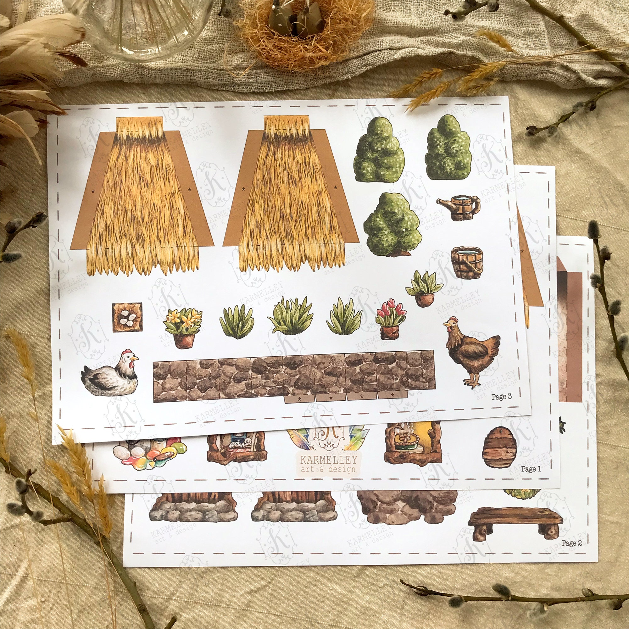 My Little Easter Cottage 3D Craft Set, Instant Download, Printable ...